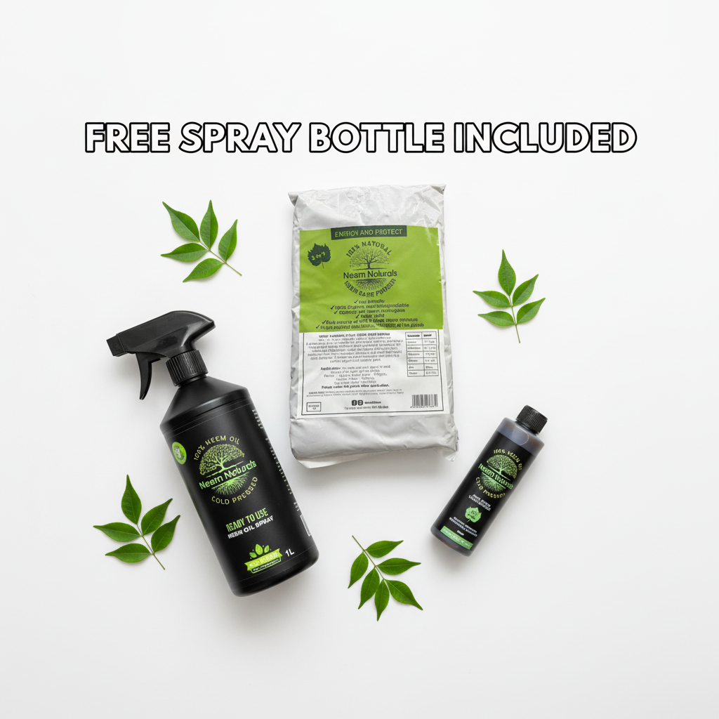 Ultimate Garden Care Combo - Neem Oil + Neem Cake + Free Spray Bottle ...